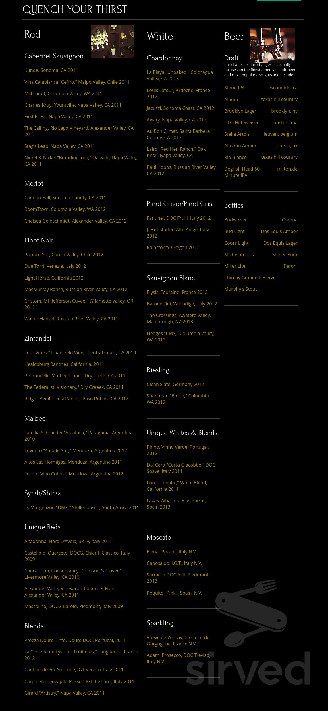 Menu for Switch Brick-Oven Pizza & Wine Bar in Palestine, TX | Sirved