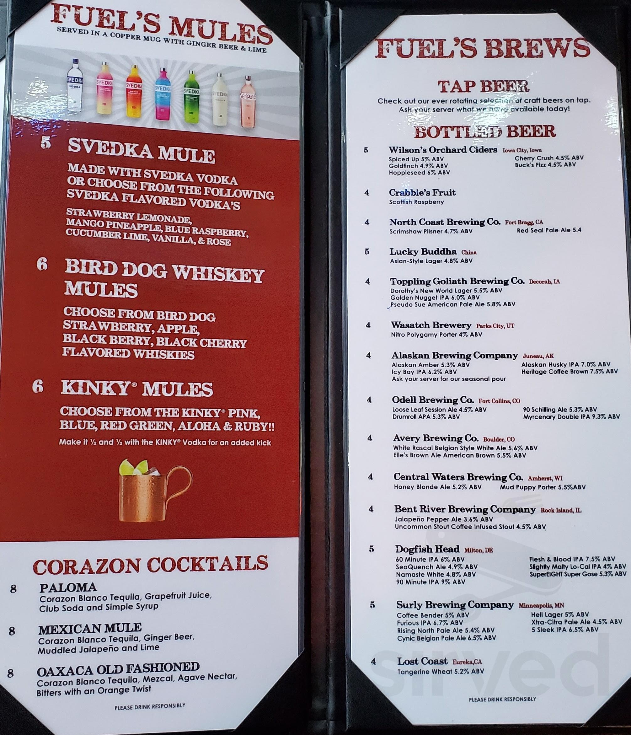 Fuel Coal Fire Pizza menu in Clarion, Iowa, USA