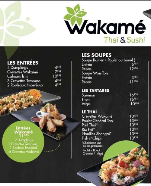 Wakame Thai & Sushi menu in Granby, Quebec, Canada