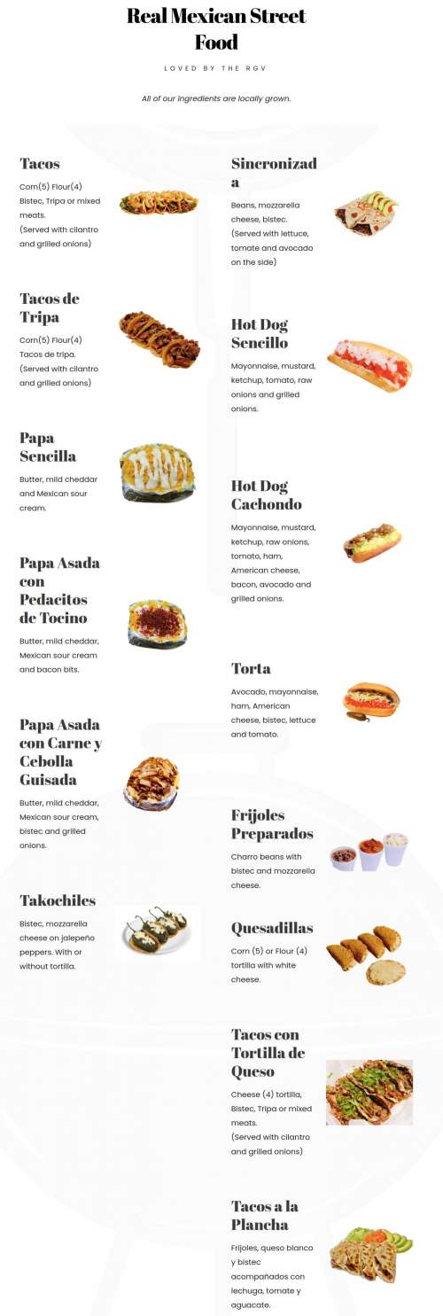 Taqueria La Herradura Las Milpas menu in Pharr, Texas, USA