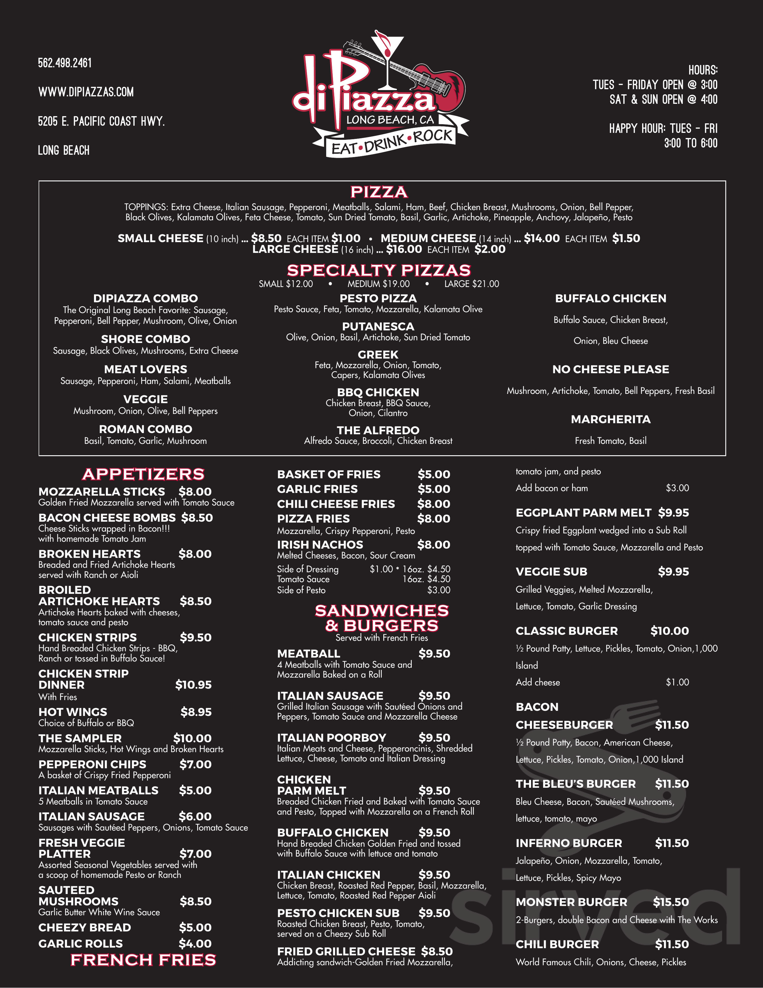 DiPiazza's menu in Long Beach, California, USA