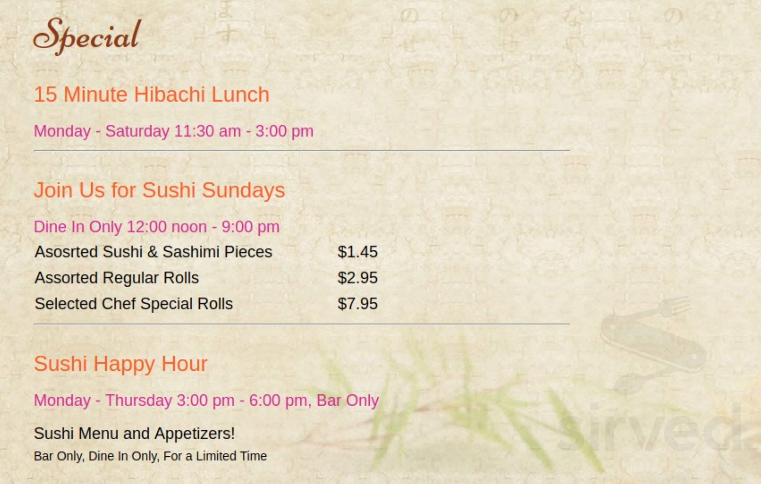 Menu for Dover IKKO Sushi & Japanese Steak House in Dover, NH | Sirved