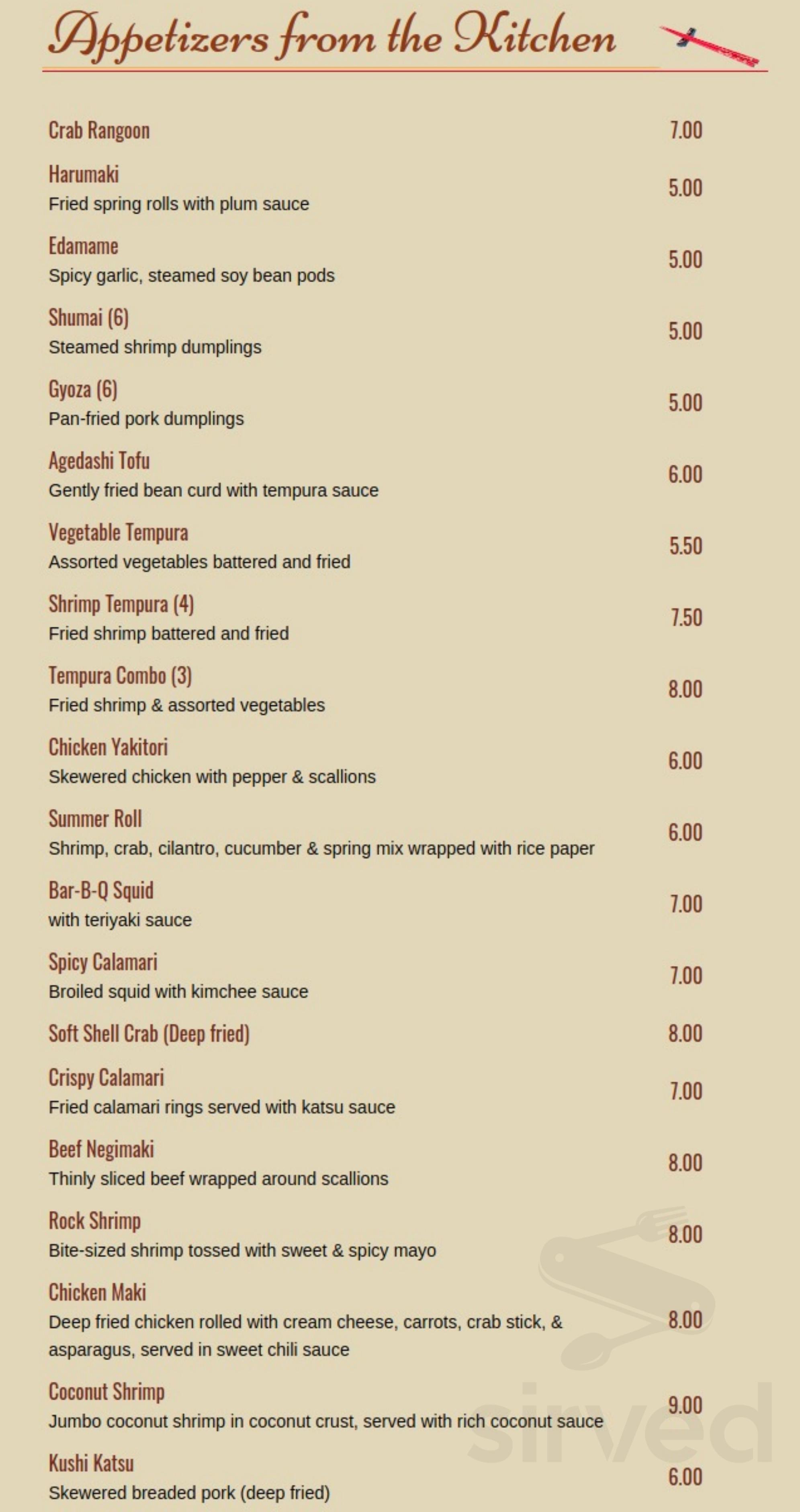 Dover IKKO Sushi & Japanese Steak House menu in Dover, New Hampshire, USA