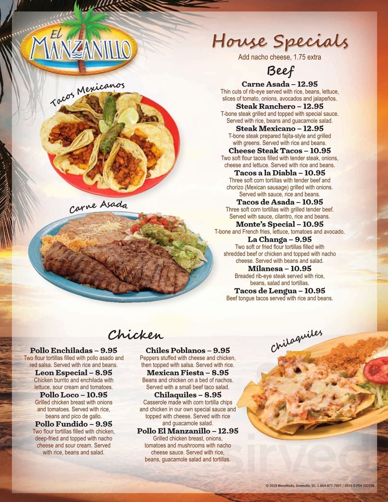 Menu - Cashiers NC's El Manzanillo Mexican Restaurant | Sirved