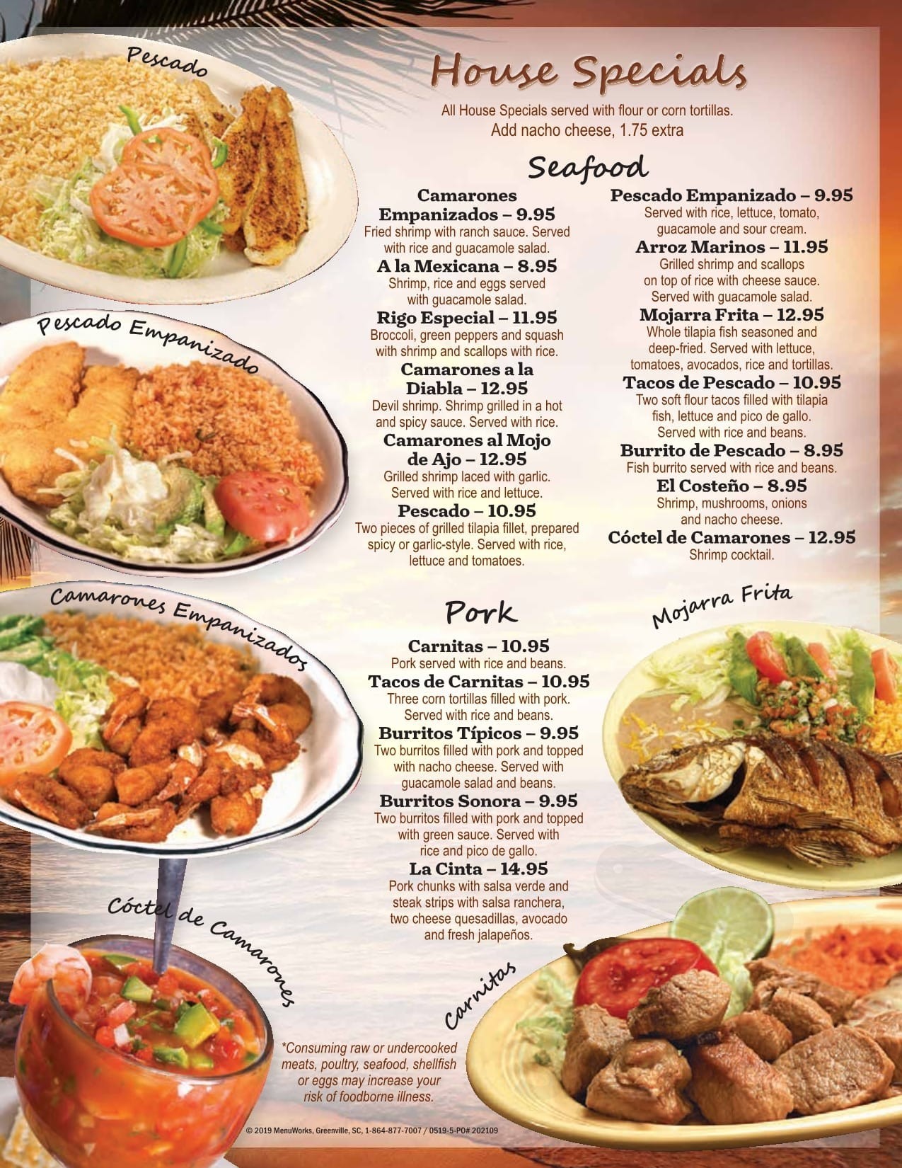 El Manzanillo Mexican Restaurant menu in Cashiers, North Carolina, USA