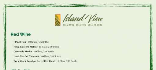Menu for Island View Restaurant in Sebring, FL | Sirved
