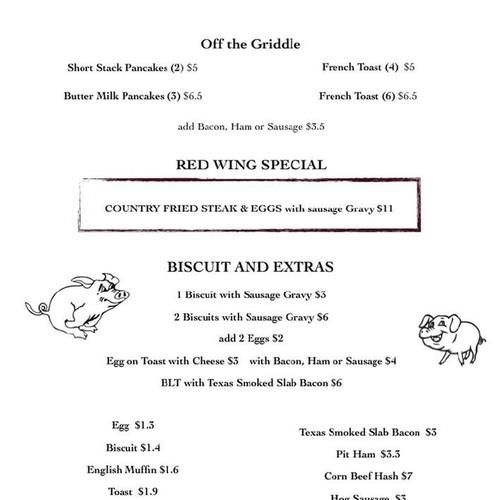 Red Wing Restaurant menu in Groveland, Florida, USA