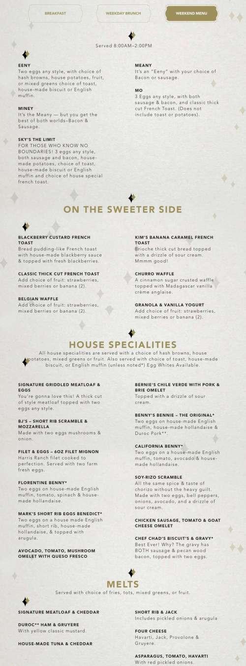 Wilma & Frieda's Cafe menu in Palm Desert, California, USA