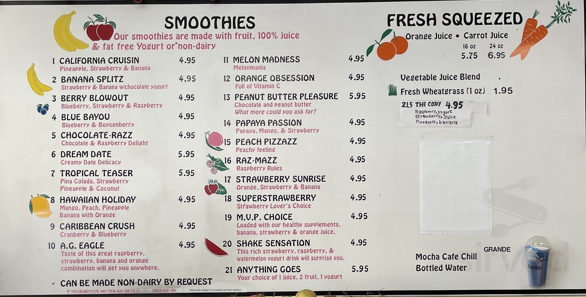 Its Really Yogurt menu in Arroyo Grande, California, USA