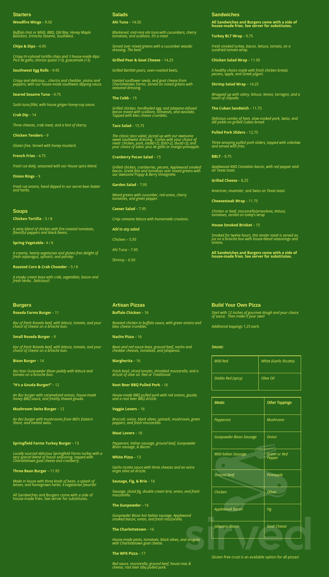 Woodfire Kitchen menu in Parkton, Maryland, USA