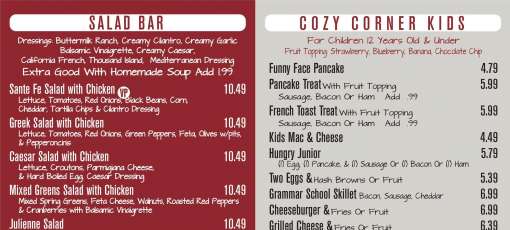 Cozy Corner Restaurant & Pancake House Menu - Chicago, Illinois | Sirved
