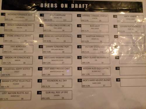 Bronx Draft House menu in The Bronx, New York, USA