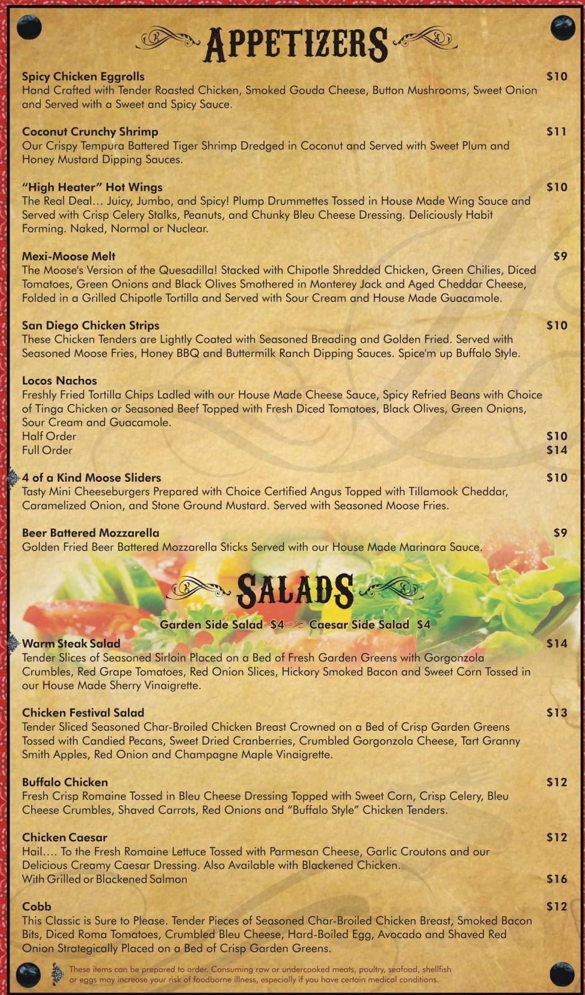 Crazy Moose Pasco menu in Pasco, Washington, USA