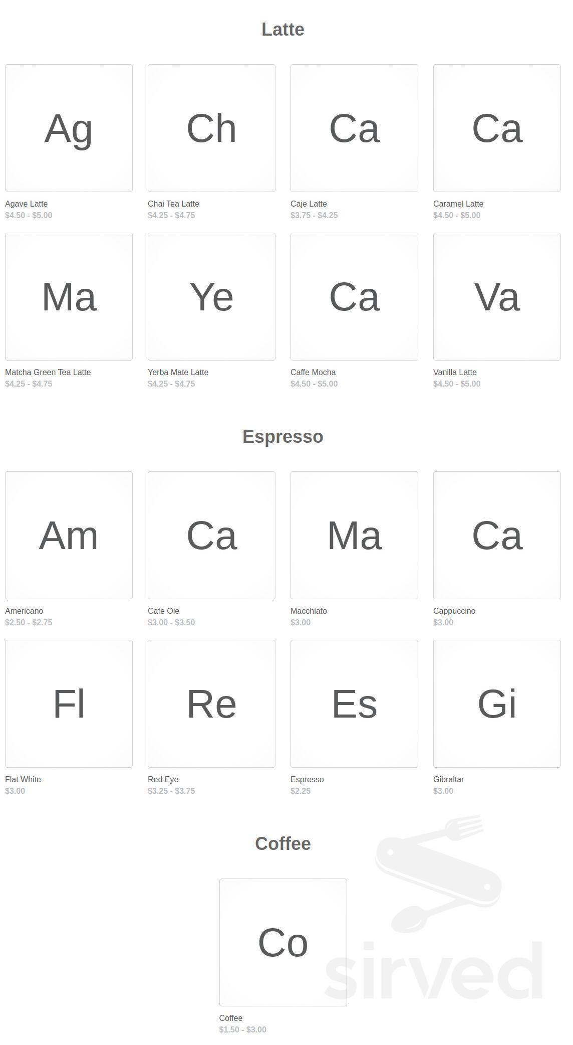 CAJÉ menu in Santa Barbara, California, USA