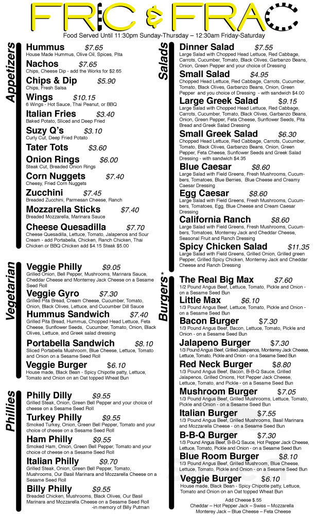 Menu - Kansas City MO's Fric & Frac | Sirved