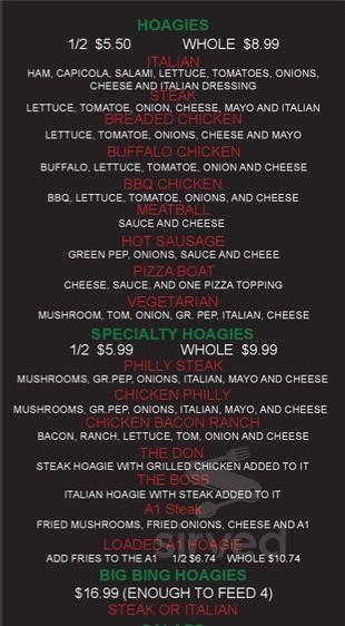 Bada Bing Pizza & Wings menu in Monaca, Pennsylvania, USA
