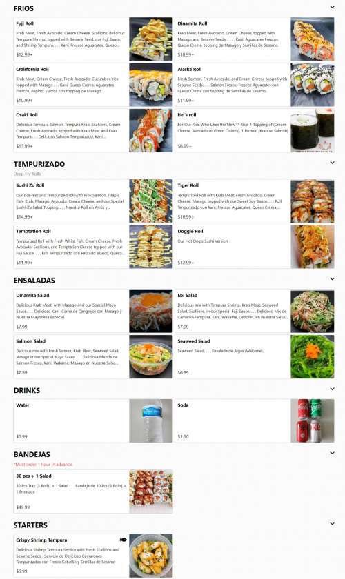 Sushi-Zu Lake Nona menu in Orlando, Florida, USA