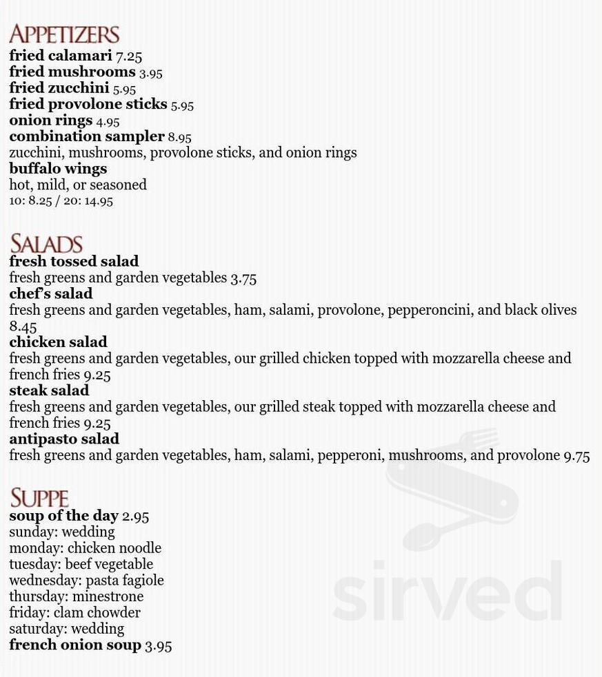 Villa Grande Restaurant & Pizzeria menu in Butler, Pennsylvania, USA