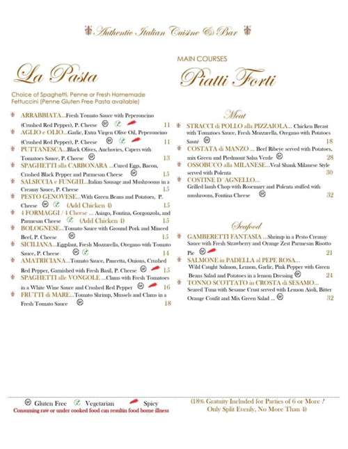 La Forchetta da Massi menu in Pueblo, Colorado, USA