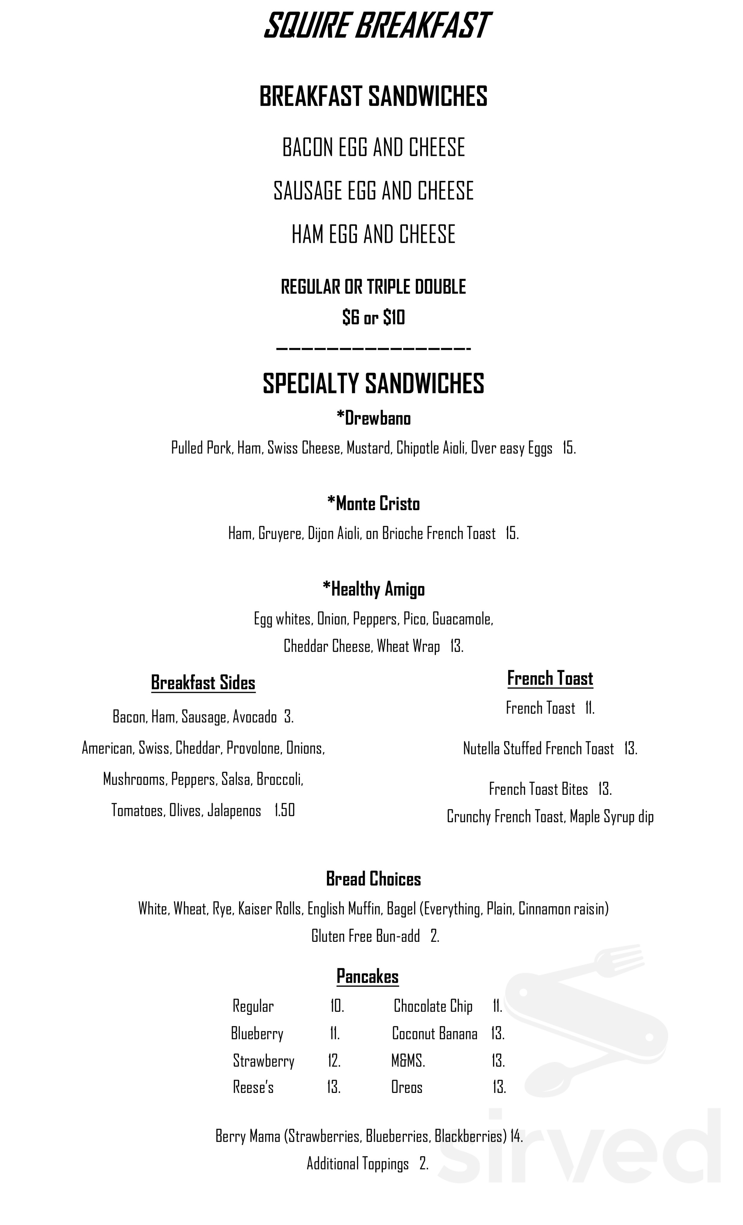 Chatham Squire menu in Chatham, Massachusetts, USA
