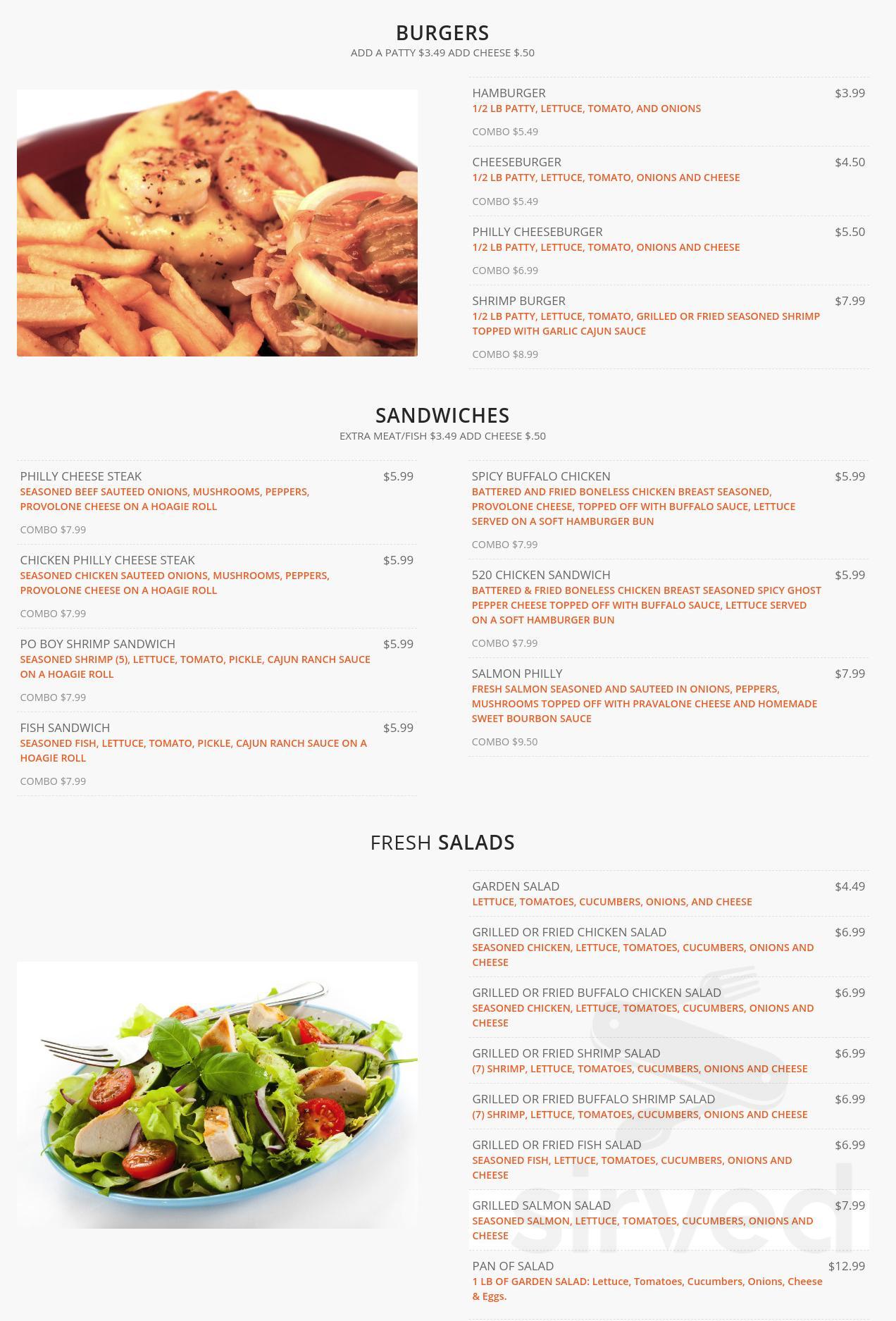 520 Wings menu in Savannah, Georgia, USA