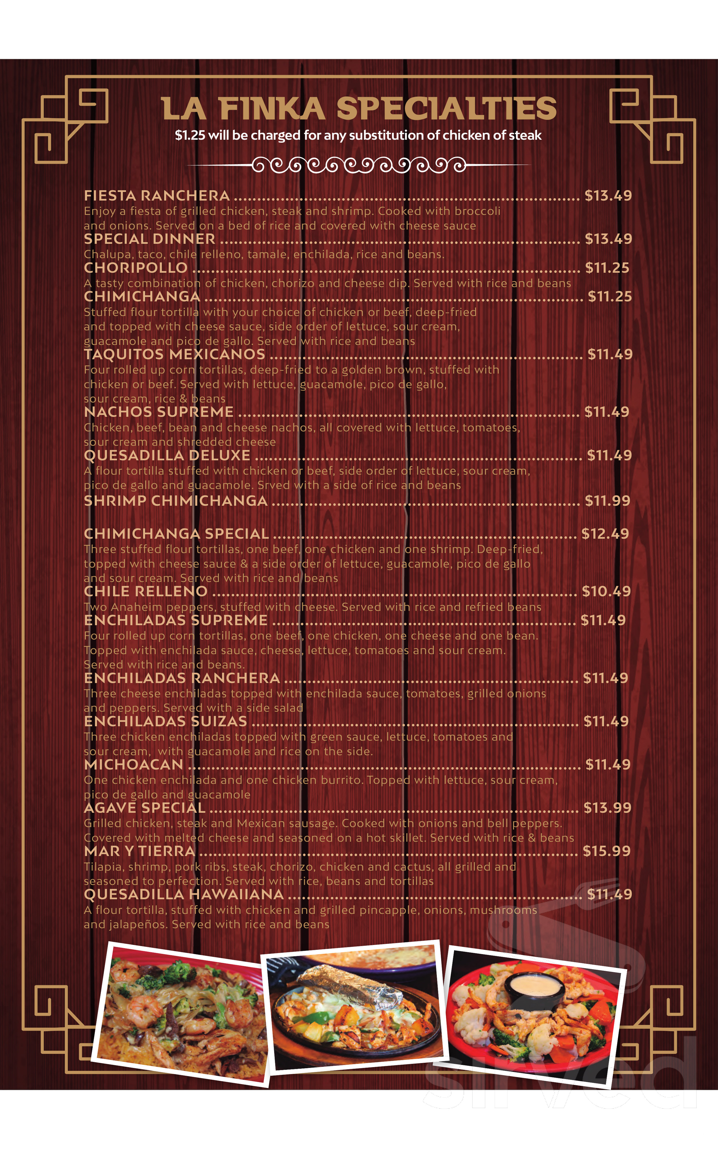 Menu - Huntsville AL's La Finka Mexican Restaurant & Grill | Sirved