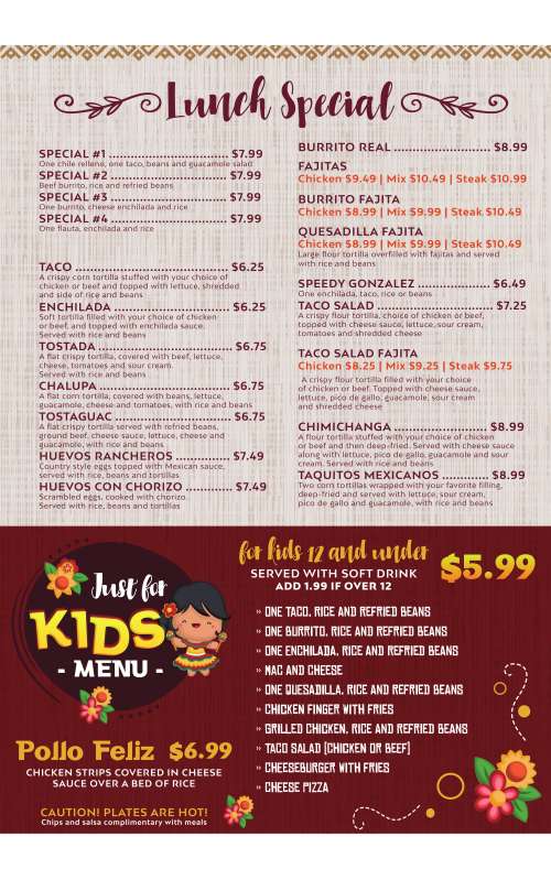 La Finka Mexican Restaurant & Grill menu in Huntsville, Alabama, USA