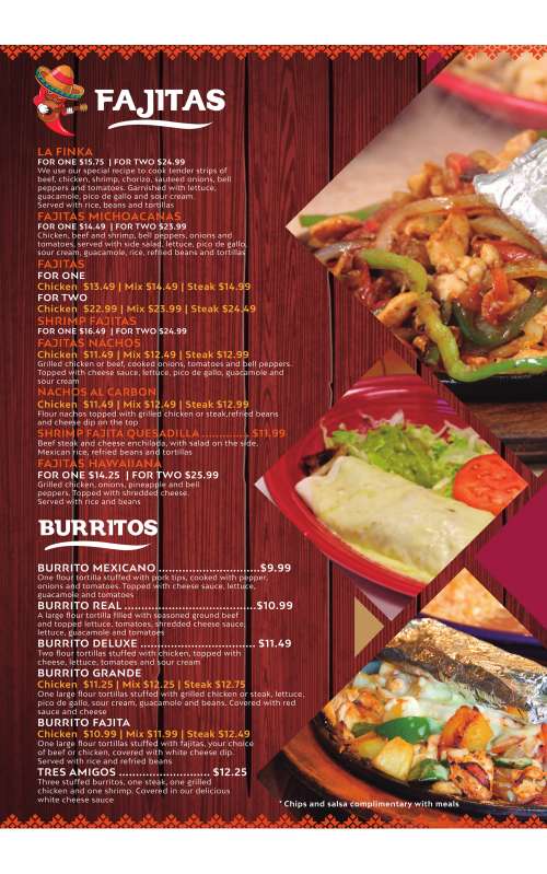 La Finka Mexican Restaurant & Grill menu in Huntsville, Alabama, USA