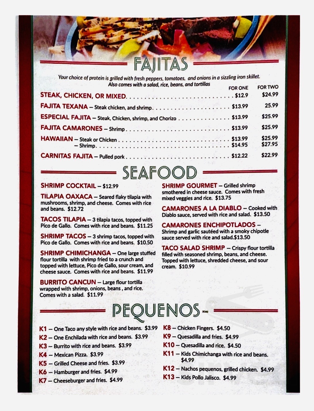 Sabor Latino Mexican Restaurant Bar & Grill menus in Williamsburg ...