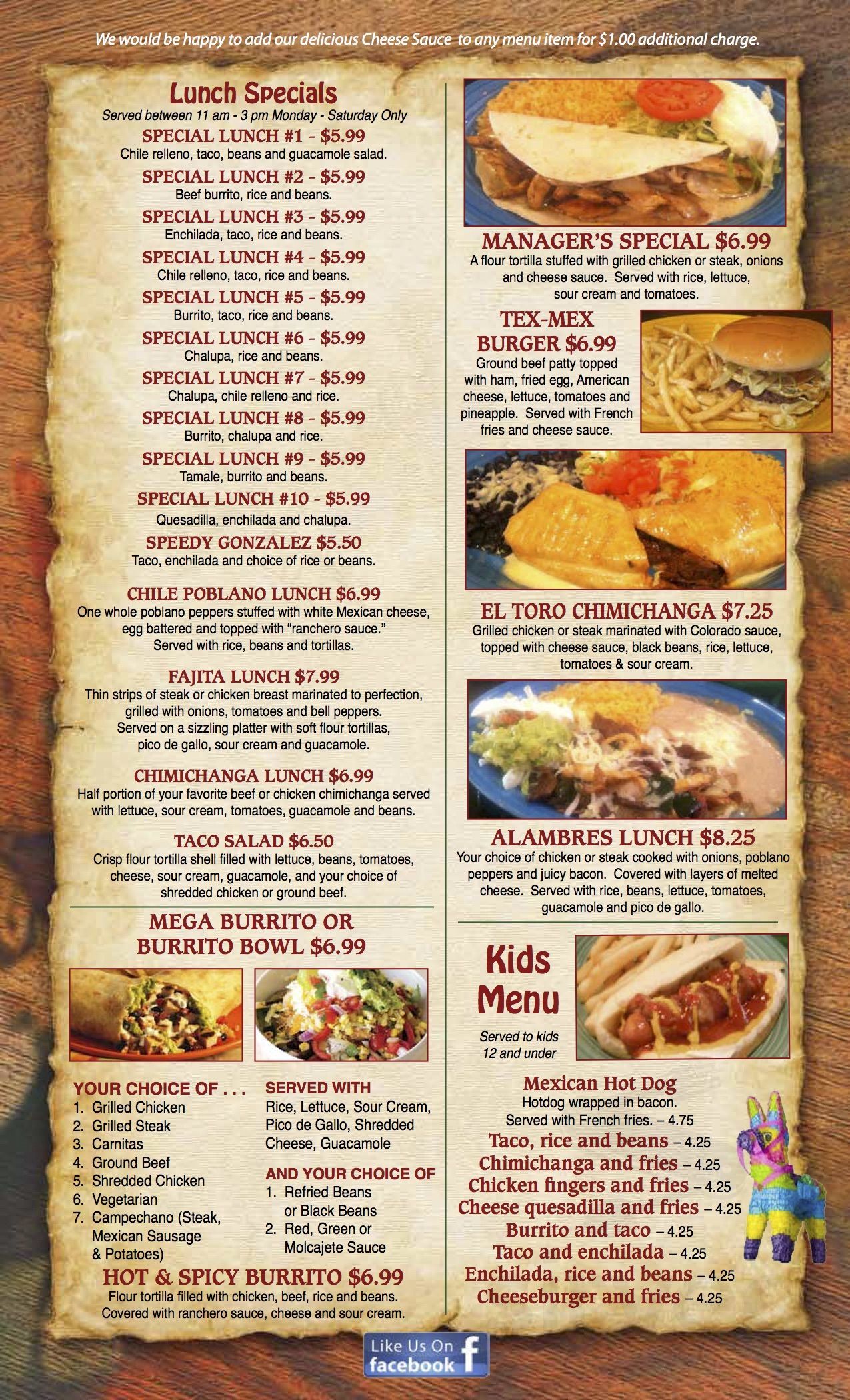 El Toro Bravo of Zionsville menu in Zionsville, Indiana, USA