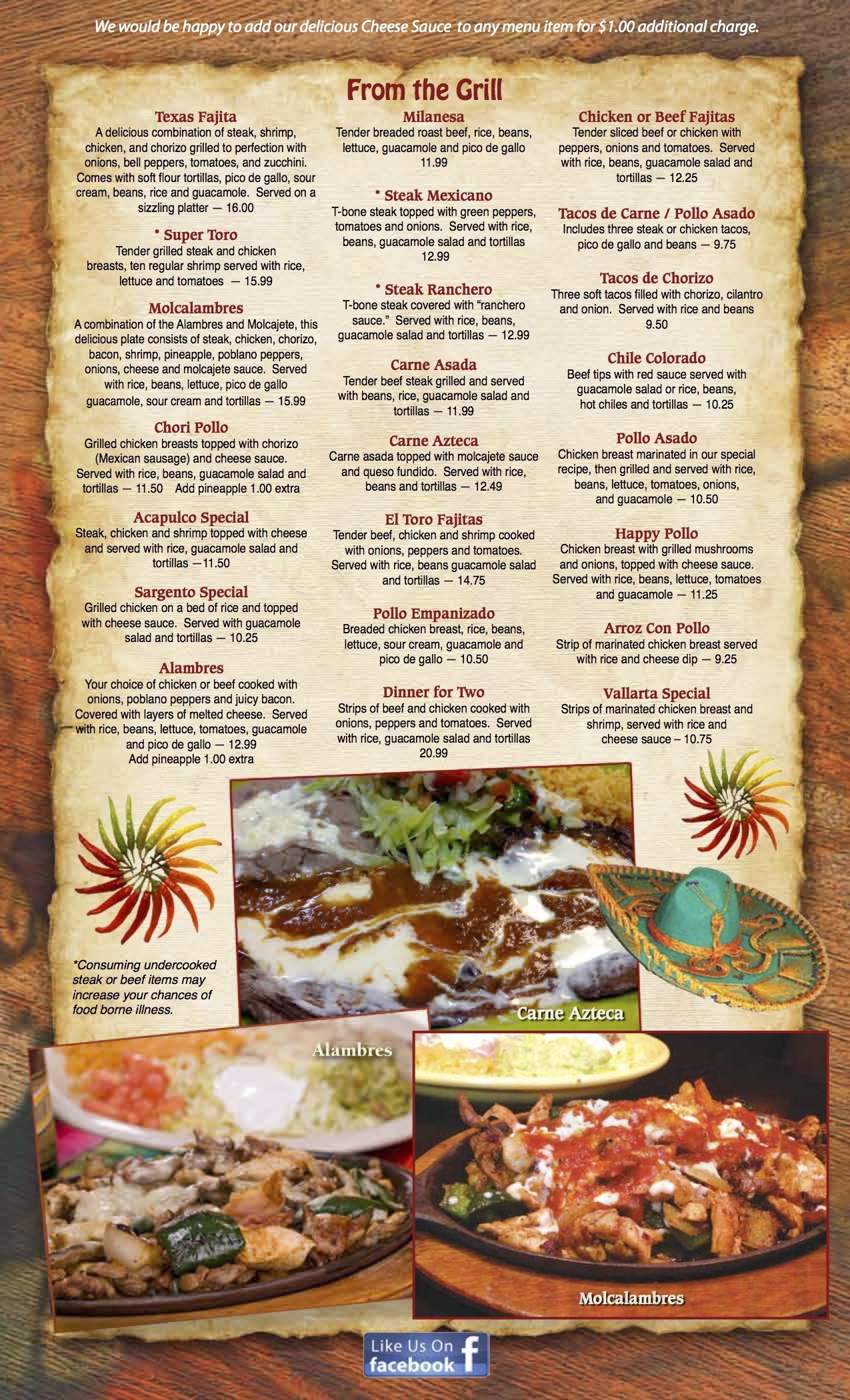 El Toro Bravo of Zionsville menu in Zionsville, Indiana, USA