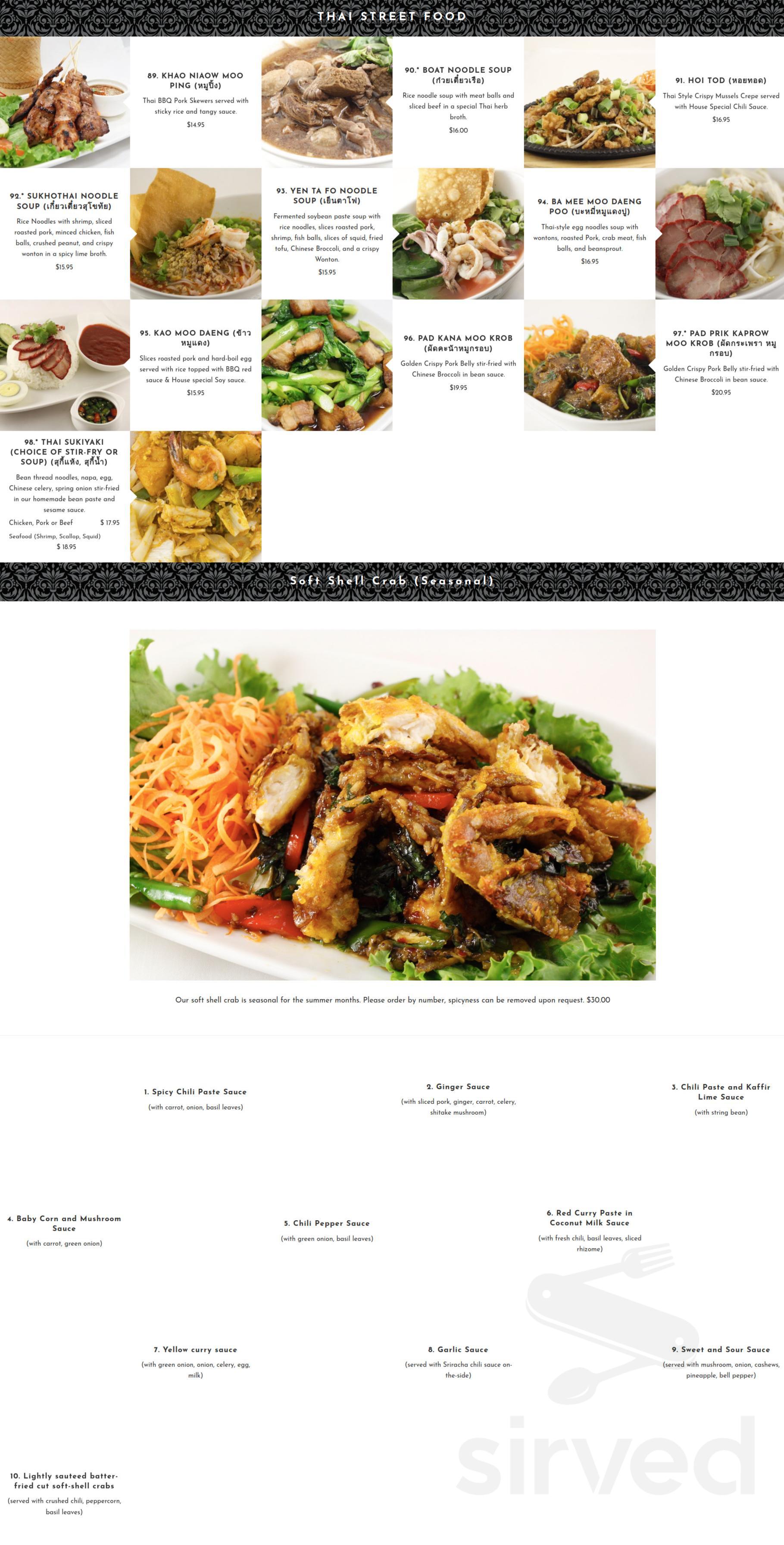 Crystal Thai Restaurant menu in Arlington, Virginia, USA