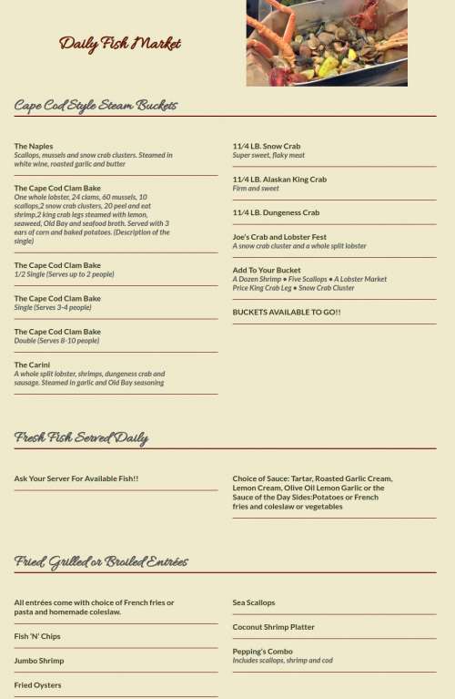 Alessio's Seafood Grille menu in Warrington, Pennsylvania, USA