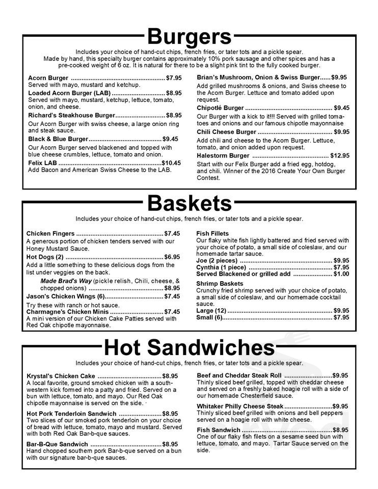 The Acorn Restaurant menus in Harlem, Georgia, United States