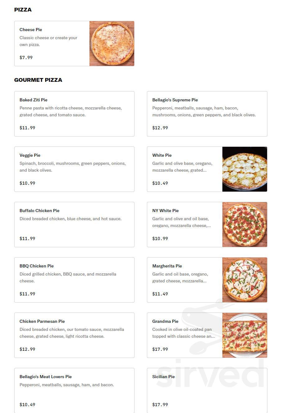 Bellagio's NY Pizzeria menu in Lawrenceville, Georgia, USA