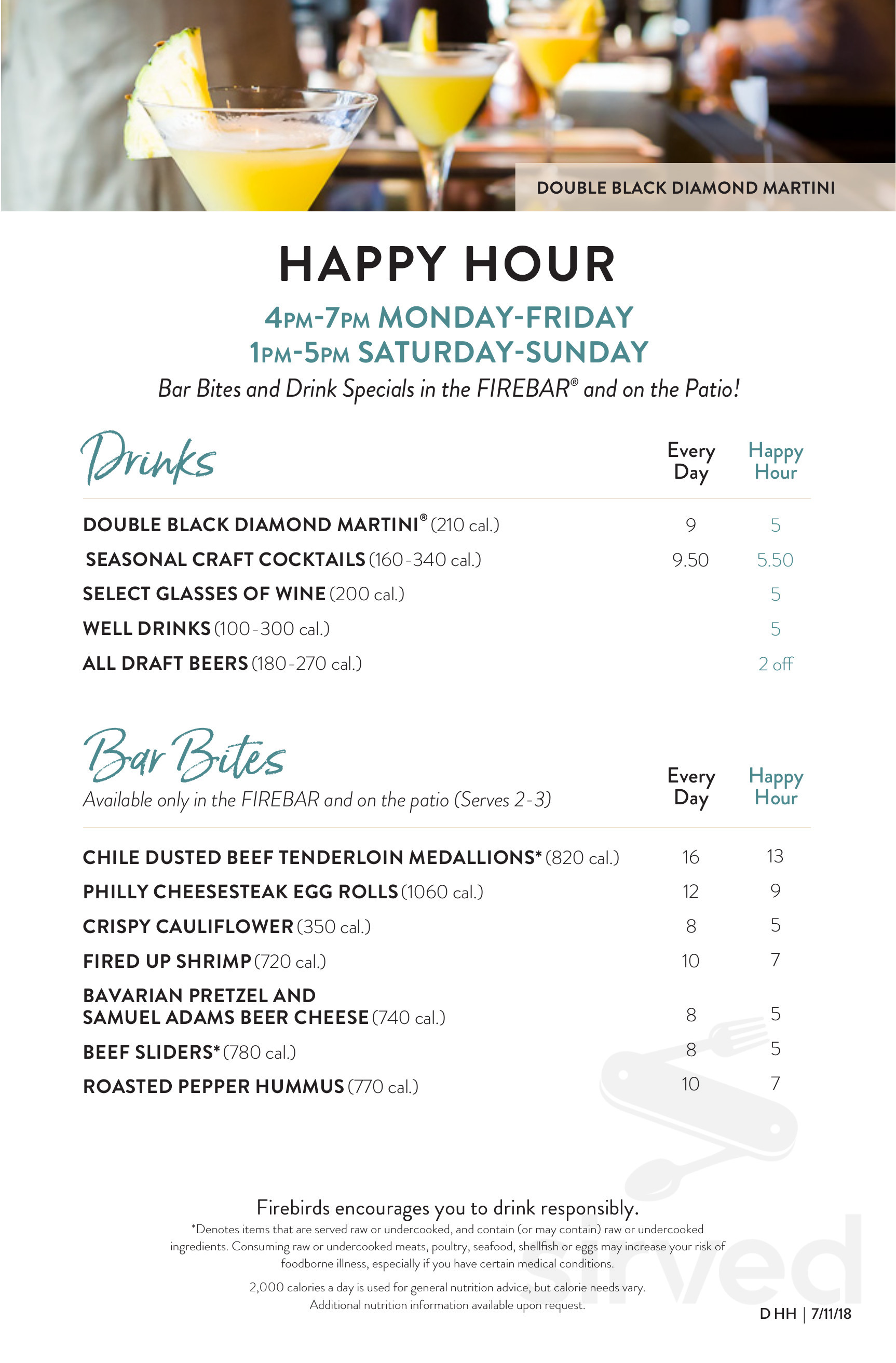 Firebirds Wood Fired Grill menu in Niles, Ohio, USA