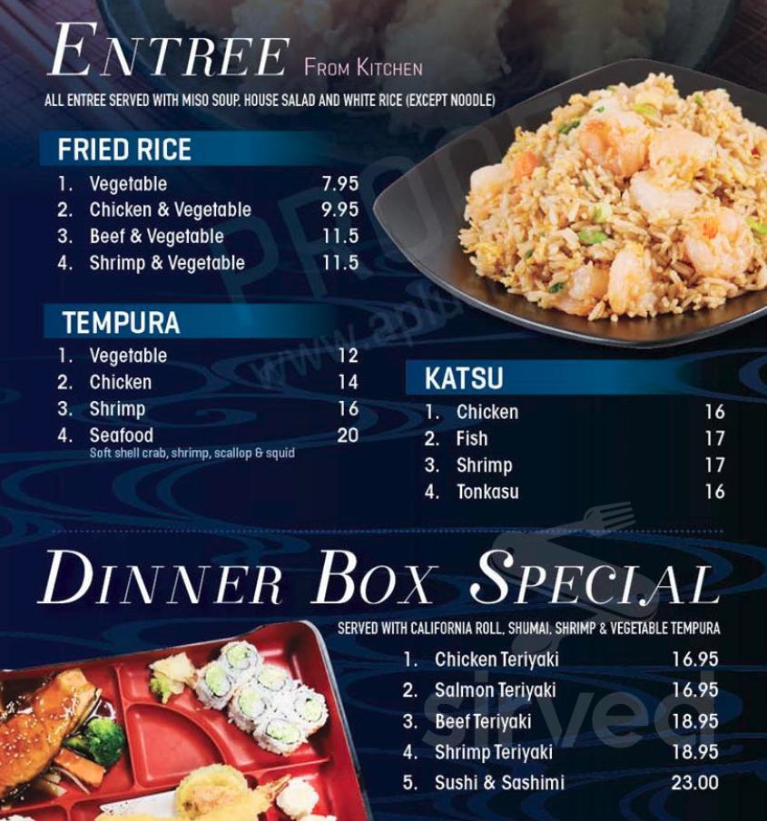 Sakura Japanese Steakhouse and Sushi Bar menu in Hagerstown, Maryland, USA