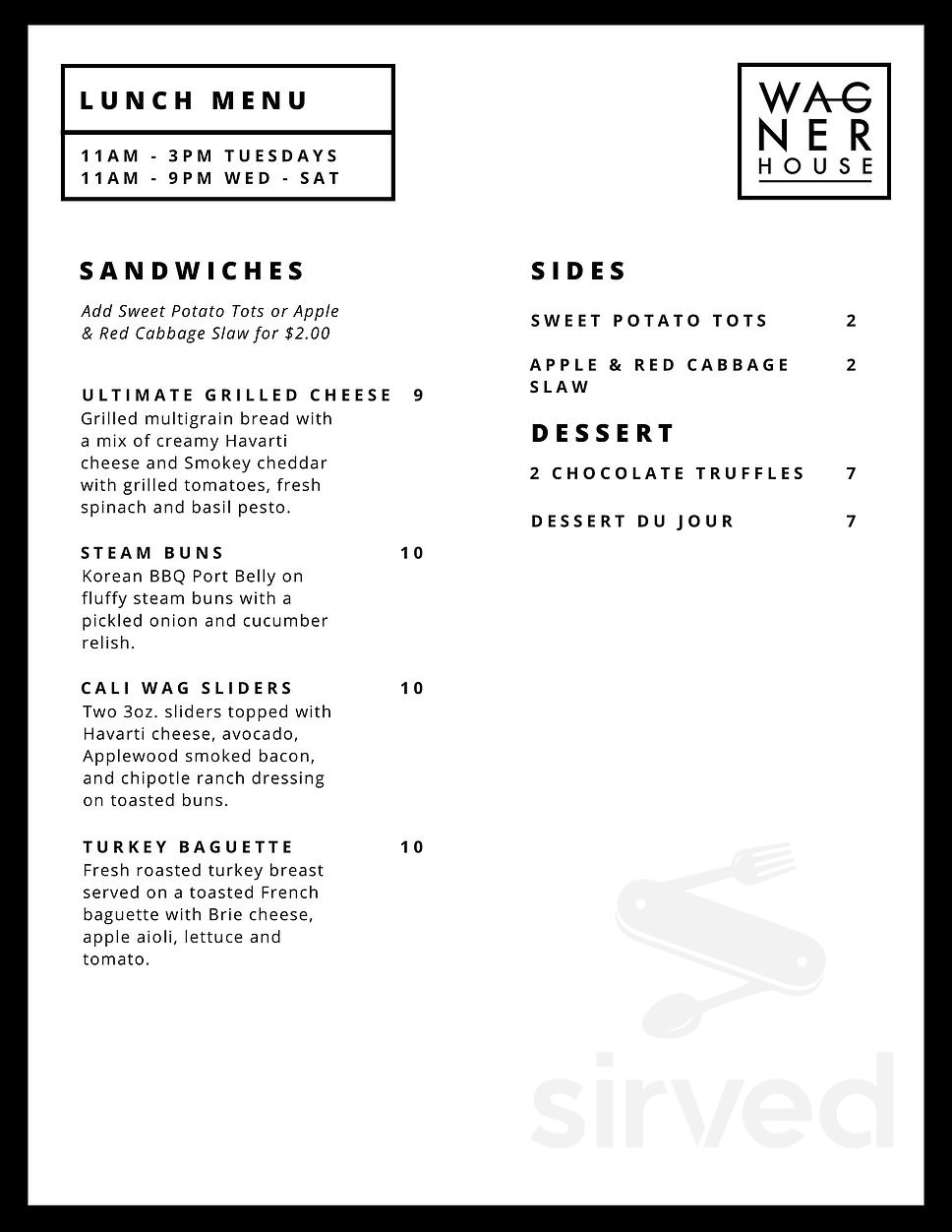 The Wagner House menus in Freeport, Illinois, United States