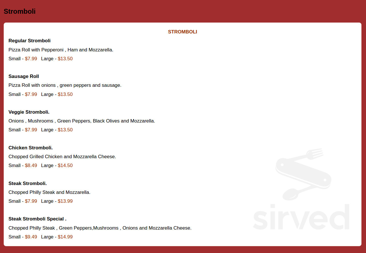 Elizabeth's Pizza & Italian Restaurant menus in Pittsboro, North ...