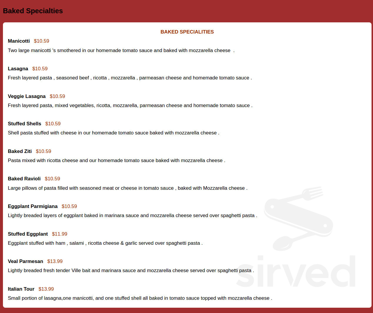 Elizabeth's Pizza & Italian Restaurant menus in Pittsboro, North ...
