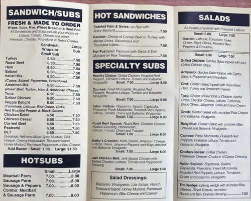 Miranda's Deli menu in Albany, New York, USA