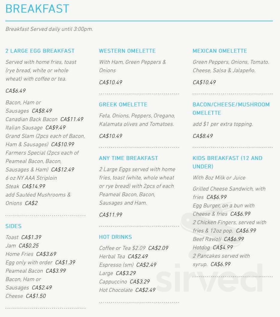 Fiddler's Dell Bar & Grill menus in Toronto, Ontario, Canada