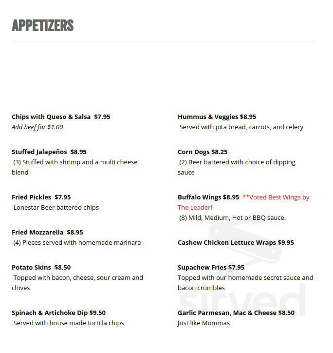 Wakefield Crowbar menu in Houston, Texas, USA