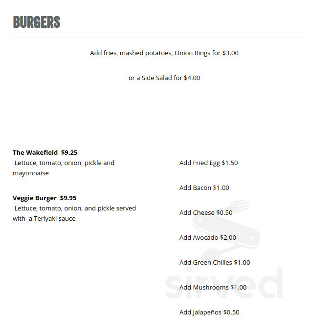 Wakefield Crowbar menu in Houston, Texas, USA