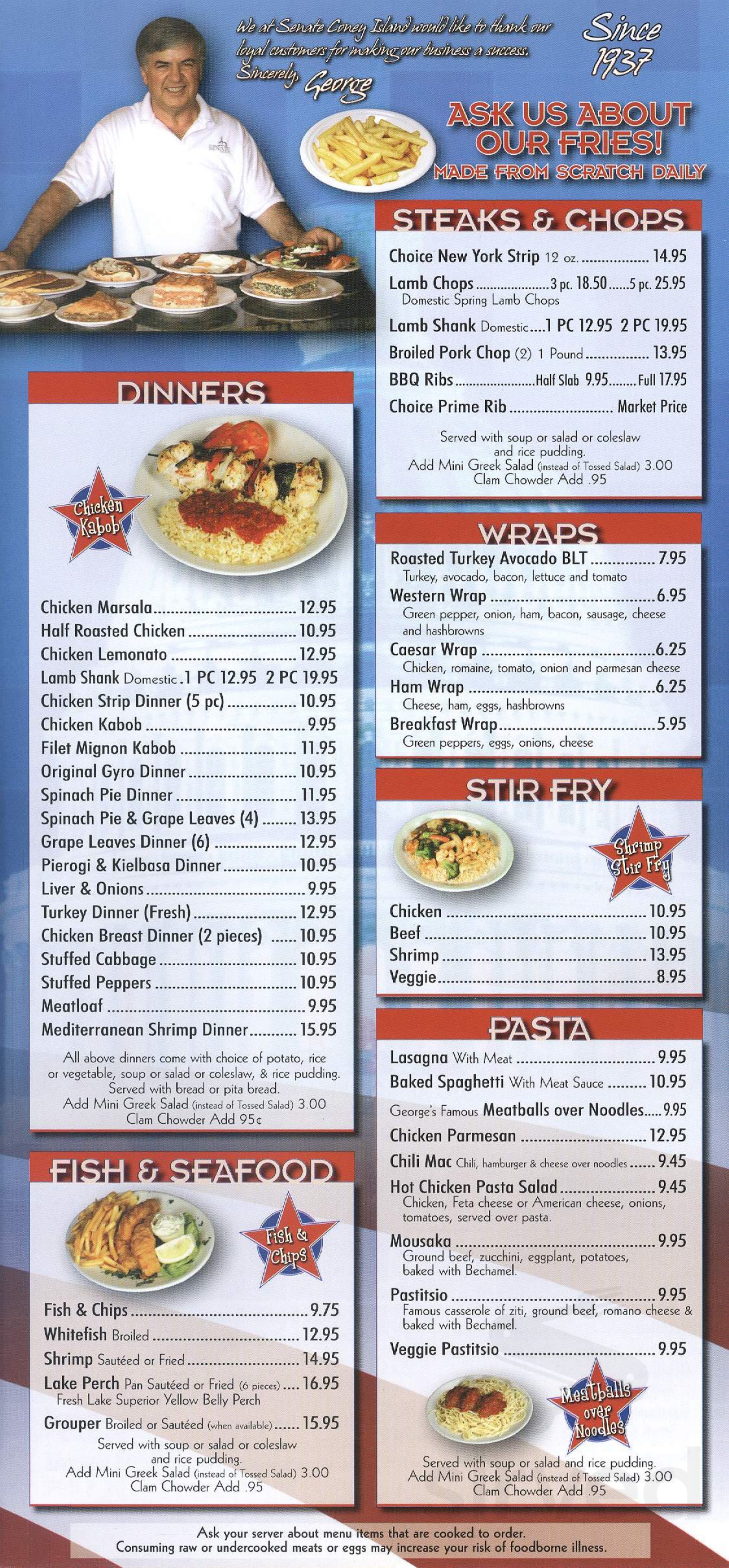 Senate Coney Island & Restaurant menu in Livonia, Michigan, USA
