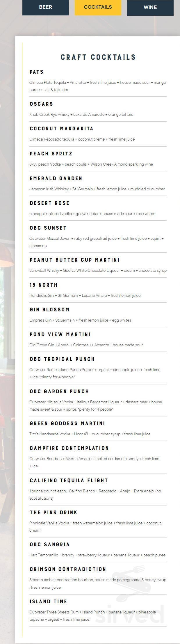 Oscar's Brewing Company menu in Temecula, California, USA