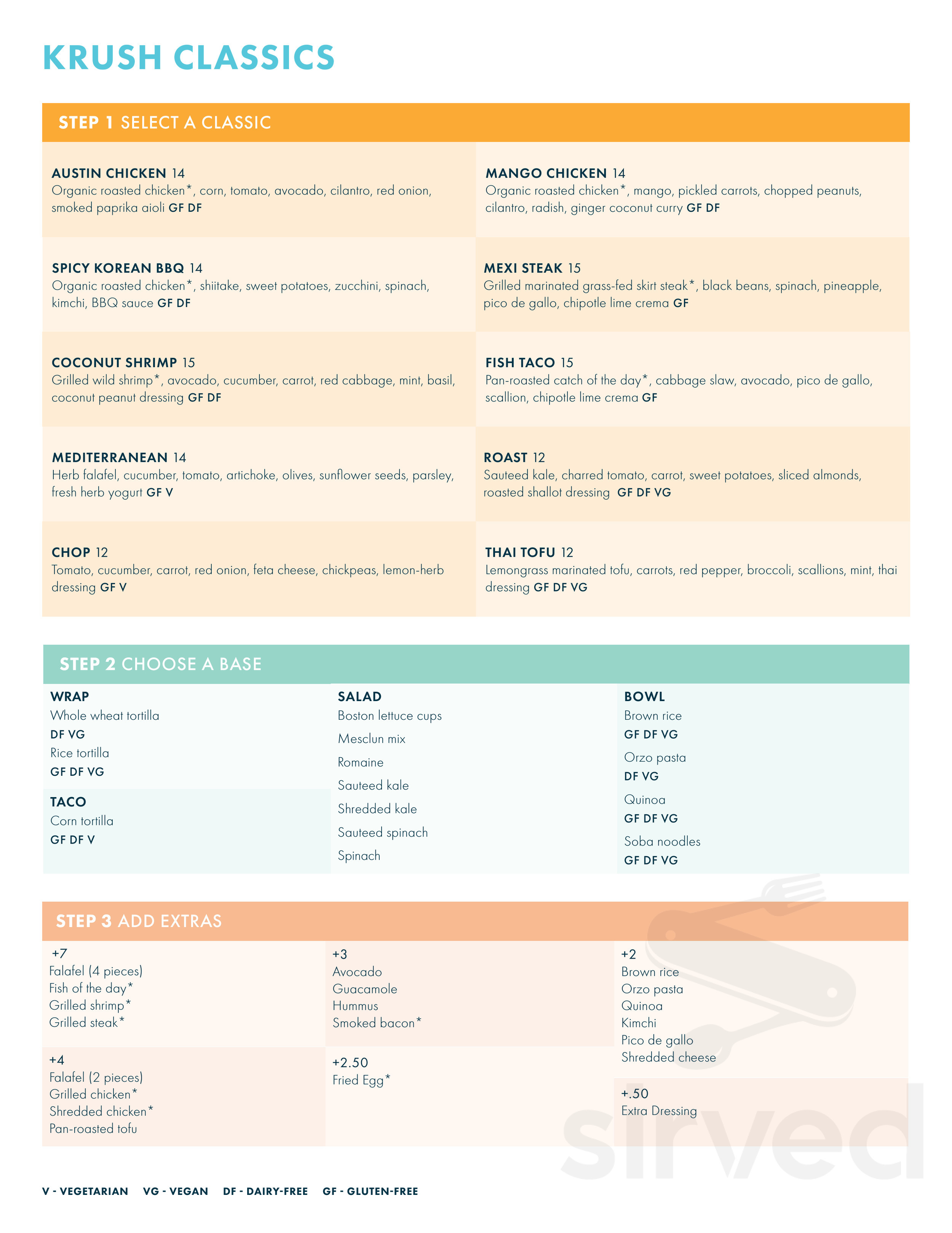 Menu - Plainview NY's Organic Krush Kitchen & Eatery | Sirved