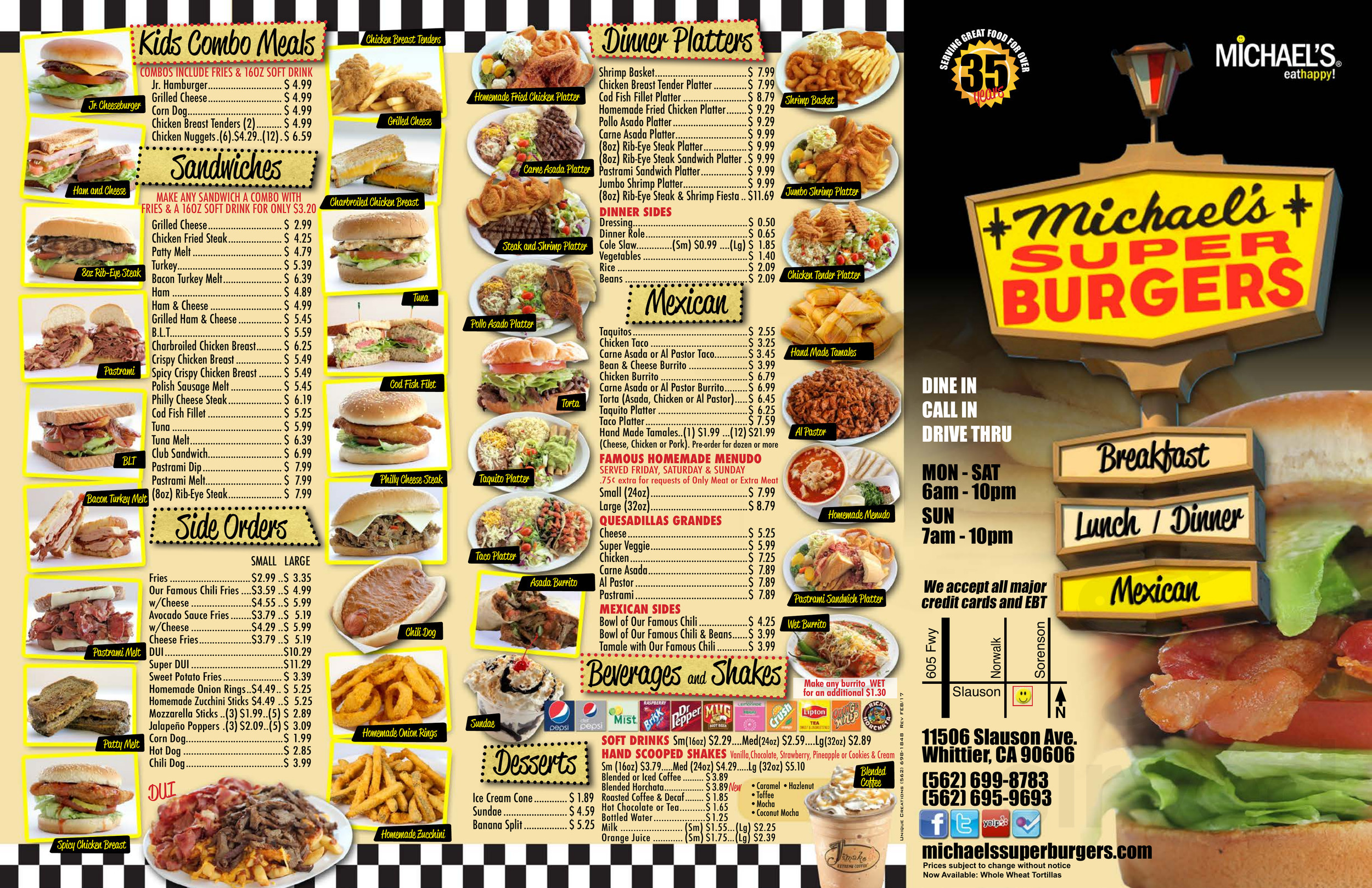 Michael's Super Burgers menus in Whittier, California, United States