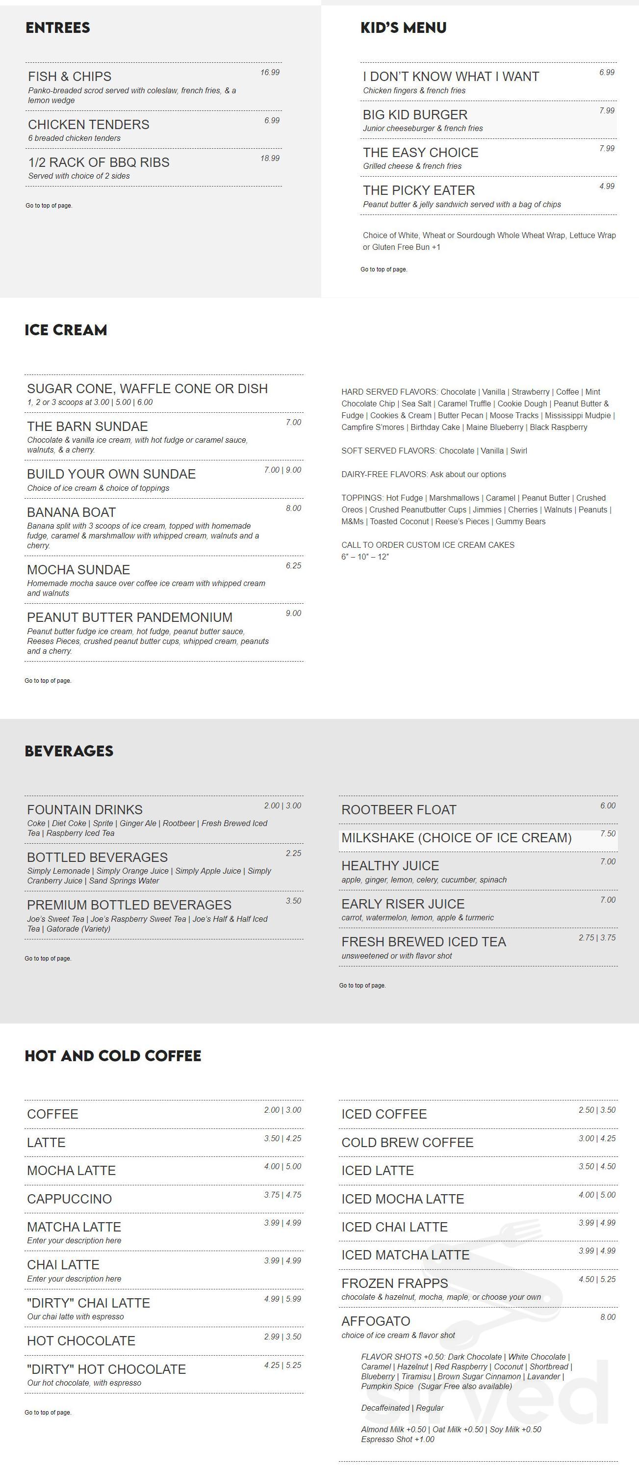 Craft Food Barn menu in North Adams, Massachusetts, USA