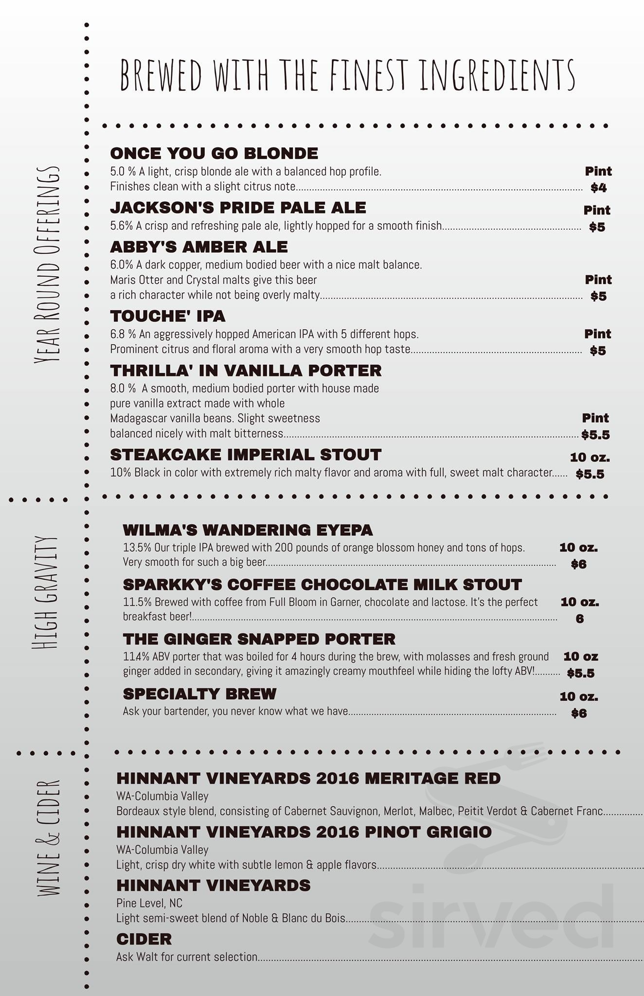Double Barley Brewing menus in Smithfield, North Carolina, United States